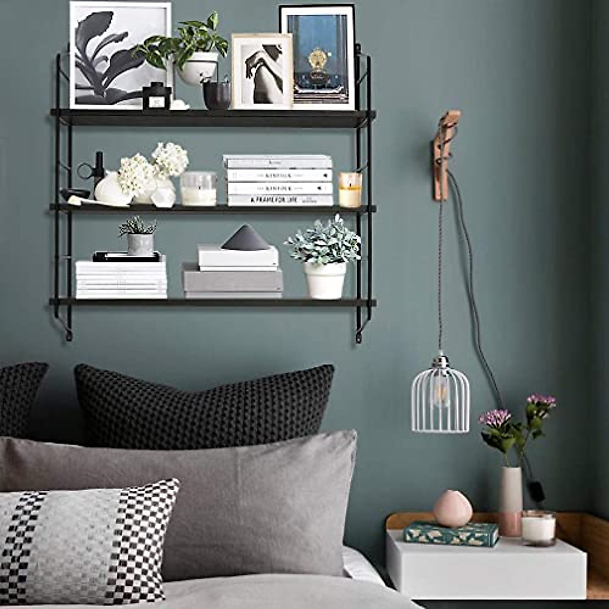 BOLUO Black Wall Shelf Bathroom Shelves - Bedroom Kitchen Living Room Modern Book Shelf Floating Shelves 24 inch (610-B)