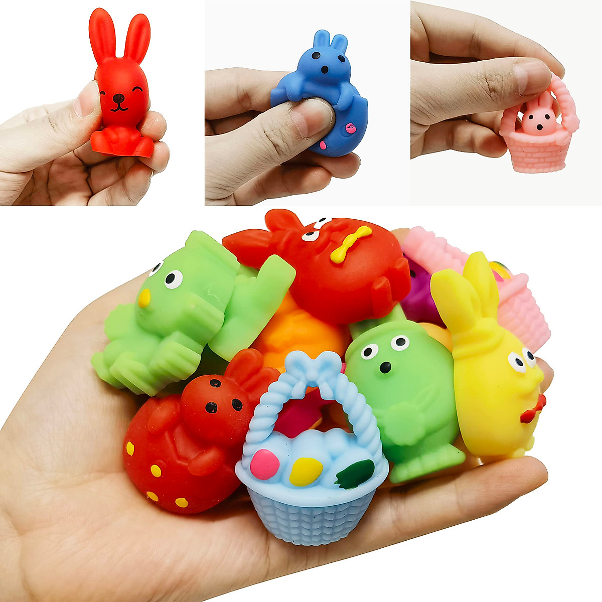 100Pcs Easter Mochi Squishy Toys,Mini Cute Squeeze Toys Easter Gifts Stress Reliever Anxiety Packs for Kids Easter Basket Stuffers,Easter Egg Hunt Party Favors