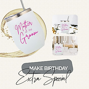 Your Dream Party Shop Mother of The Groom Gifts, Stainless Steel 12oz Wine Tumbler with Lid and Straw! Great Mother of the Groom Tumbler Or Mug