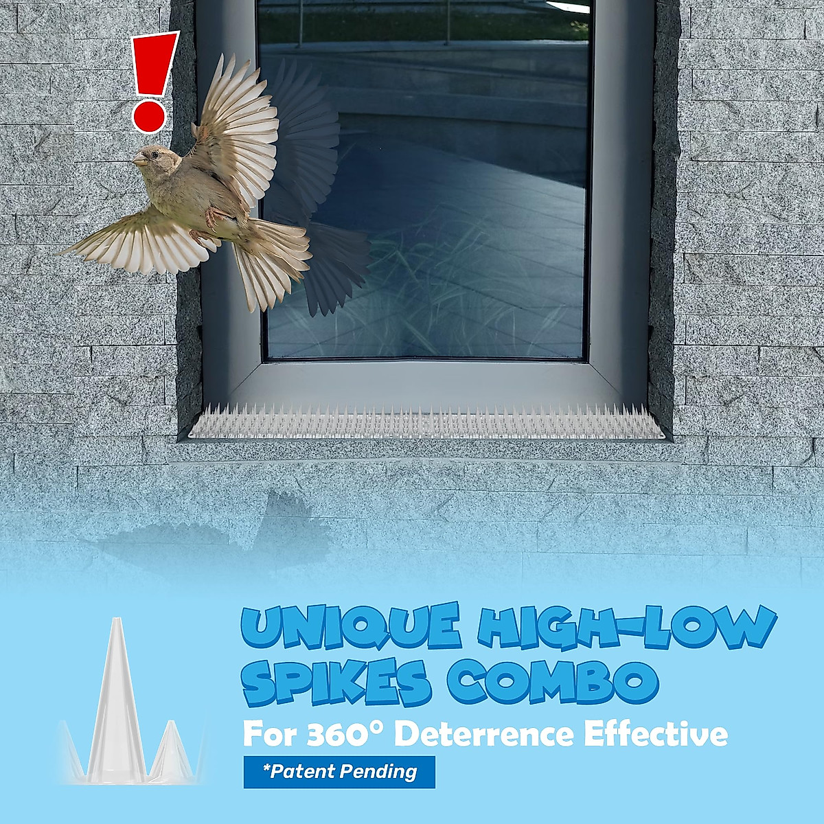 ohlela 24 Pack Bird Spikes for Outside to Keep Birds Away - 26.5ft Balcony Pigeon Deterrent, Bird Deterrents for Outside Patio, Bird Spikes for Pigeons and Other Small Birds, Crows, Woodpeckers