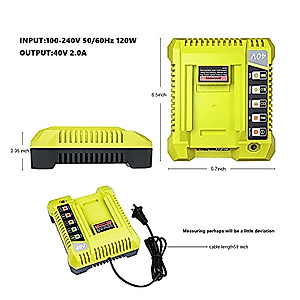 40V Charger for Ryobi, Hipoke OP401 Lithium-ion Battery Charger for OP4015 OP4026 OP4026A OP4030 OP4040 OP4050 OP4050A OP4060 OP40261 OP40301 OP40401 OP40501 OP40601 Ryobi 40V Lithium-ion Battery