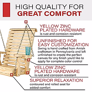 Amish Casual Heavy Duty Roll Back Pressure Treated Swing Chair with Cupholders (Unfinished)