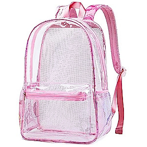 LOIDOU Clear Backpack Heavy Duty Transparent Bookbags See Through Bag for School College Work Travel Sports