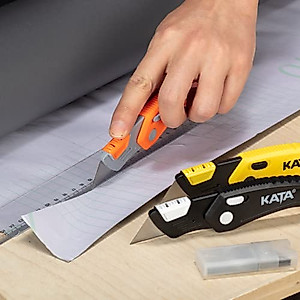 KATA 6-Pack Utility Knife, Folding Box Cutter for Cartons, Cardboard and Boxes, Quick Change Blade, 10pcs Extra SK5 Blades Included, Lock Back Mechanism