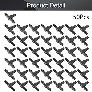 MroMax Barbed Connector 4/7 Flat 3 Way Fitting Sprinkler for Agricultural Irrigation Hydroponics and Drip Tubing Plastic Black 50pcs