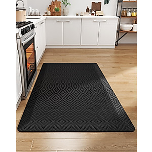 Ophanie Anti Fatigue Cushioned Mat, 9/10 inch Thick, Kitchen mats for Floor, Kitchen Rugs, Waterproof,Comfort Ergonomic Standing Mat for Office, Home, Sink, 20x32 Black Non-Slip Ridged Bottom