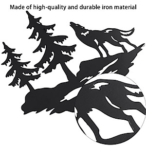 DOITOOL Metal Silhouette Wall Art Wolf in The Tree Christmas Metal Wall Art Hanging Decor for Living Room Garden Bedroom Office Home Wall Housewarming Party