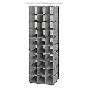 Whitmor Over The Door Shoe Shelves - 26 Sections - Crosshatch Gray & Hanging Shoe Shelves Closet Organizer, Crosshatch Gray, 30 Section