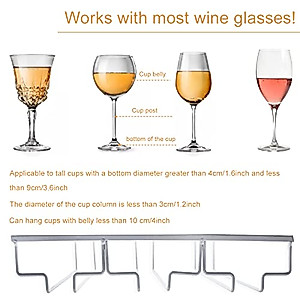 Enenes Wine Glass Holder 1PACK Wine Glasses Rack 3 Rows Iron Wine Glasses Hanger Stemware Rack Under Cabinet Wine Glasses Hanger Storage Hanger for Cabinet Kitchen Bar (White)