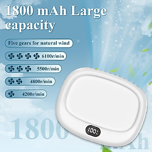 LOHAJ Portable Powerful Battery Neck Fan, Cooling Waist clip fan, Cordless Wearable fan Mini Cooler Fan Camping Fan for Outdoor Travel Office(2000mAh), White