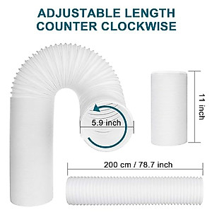 5.9 Inch Portable Air Conditioner Hose - Portable AC Hose with 79" Length Anti-Clockwise Thread, Universal AC Exhaust Hose Air Conditioner Parts Accessories