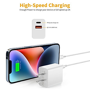 Quinyew for Apple USB C Charger Block, for Apple Watch Se Charger, Upgrade Dual Port Fast Charging Block Cube Brick Plug Adapter Compatible for Apple Watch SE Series 9 8 7 6, iPhone 15 Pro Max, White