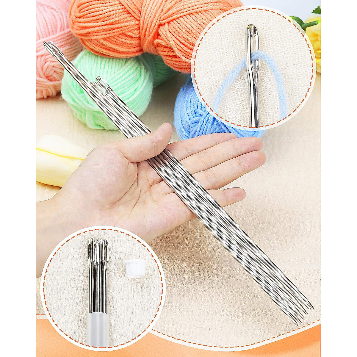 FIVEIZERO 10"/12" Professional Upholstery Needle – Extra Long Sewing Needle, Large Needle for Upholstery and Crafting Projects, Big Needle for Canvas Repair Stitching, Giant Needle for Large Tasks