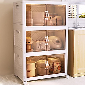 MRPAPA 3 Pack Stackable Storage Bins with Lids and Doors，63Gallon Stackable Closet Organizers Box, 26” 84Qt Collapsible Storage Bins Trunk organizer with Wheels