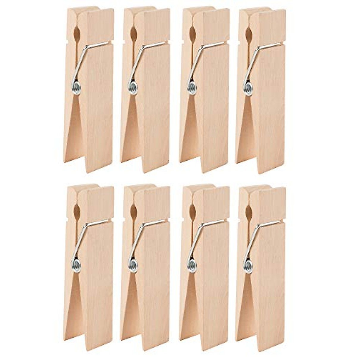 Jumbo Wooden Clothespins for Crafts (6 x 1.38 x 1.2 in, 8-Pack)