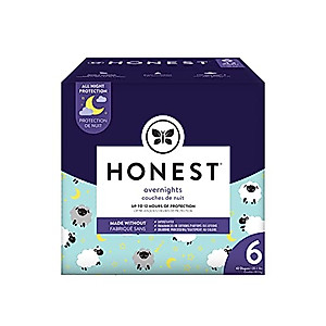 The Honest Company Clean Conscious Overnight Diapers | Plant-Based, Sustainable | Sleepy Sheep | Club Box, Size 6 (35+ lbs), 42 Count