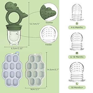 btrfe Silicone Breastmilk Popsicle Molds with Baby Fruit Feeder Combo, Baby Food Storage Freezer Tray & Mesh Feeder Pacifier for Teething 4 Month+