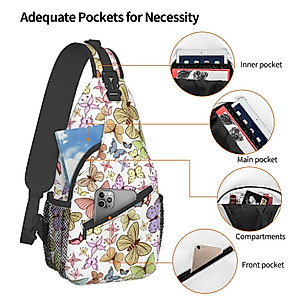 Ohiokwei Butterfly Sling Bag Crossbody Travel Hiking Chest Backpack Shoulder Daypack For Women Men