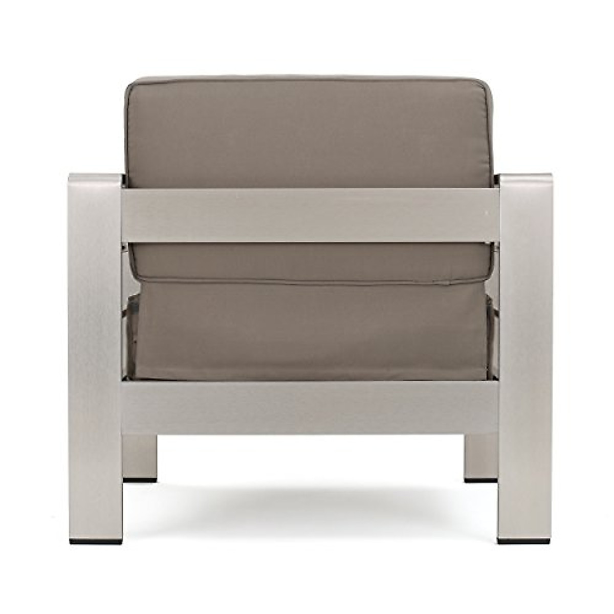 Christopher Knight Home Cape Coral Outdoor Aluminum Club Chairs with Water Resistant Cushions, Khaki (Pack of 2)