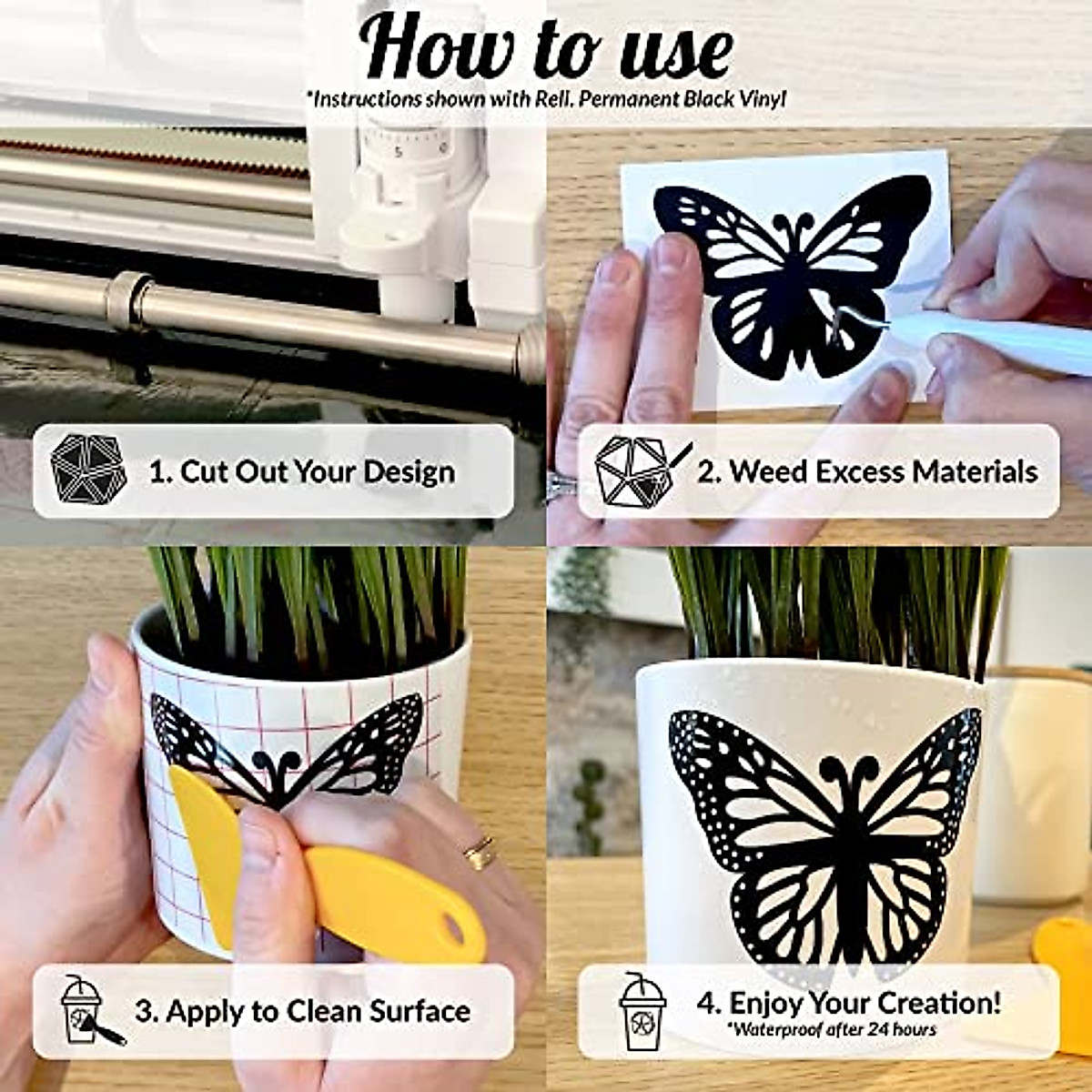 Reli. White Permanent Vinyl | 12" x 65 FT Roll (Glossy) | Scraper Tool Included | Adhesive Vinyl Compatible w/Cricut & Silhouette Cutting Machines | Vinyl Roll for Signs, Tumblers, Mugs, Cars & More