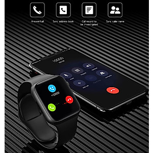 Wooull Smart Watch for Android iOS Phones Compatible with iPhone Samsung for Men Women Kids, 1.75'' Full Touchscreen Fitness Tracker Bluetooth Smartwatch with Call/SMS/Heart Rate/Pedometer (Black)