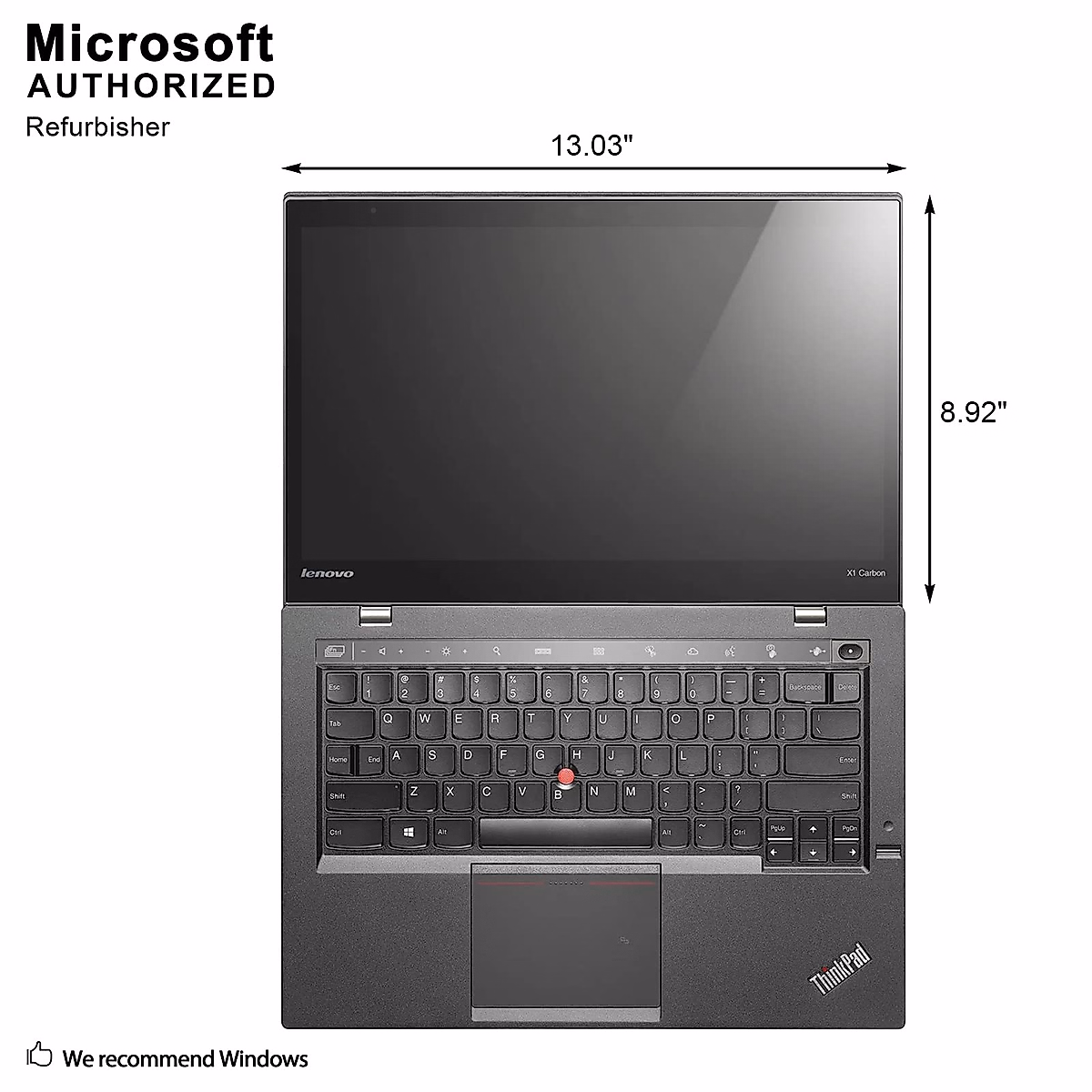 Lenovo 2nd Gen ThinkPad X1 Carbon 14in HD+ Laptop Computer, Intel Dual Core i7-4600U CPU up to 3.3GHz, 8GB RAM, 240GB SSD, HDMI, 802.11ac, Bluetooth, Windows 10 Professional (Renewed)