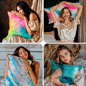 Sinpooo Satin Pillowcase for Hair and Skin,Softer Than Mulberry Silk Pillow Cases 1 Pack, Satin Pillowcases with Zipper, Cooling Pillow Cases Standard Size, Rainbow Tie Dye