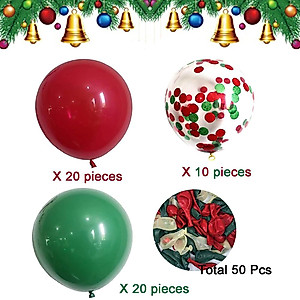 Christmas Balloons 12 inch 50 Latex Balloons Balloon Wreath Birthday Set Christmas Party Supplies (Red and Green Sequin Pack)