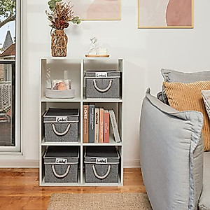 LoforHoney Home Bundle- Storage Bins with Cotton Rope Handles Large Light Gray 2-Pack, Storage Bins with Lids Large Dark Gray 4-Pack