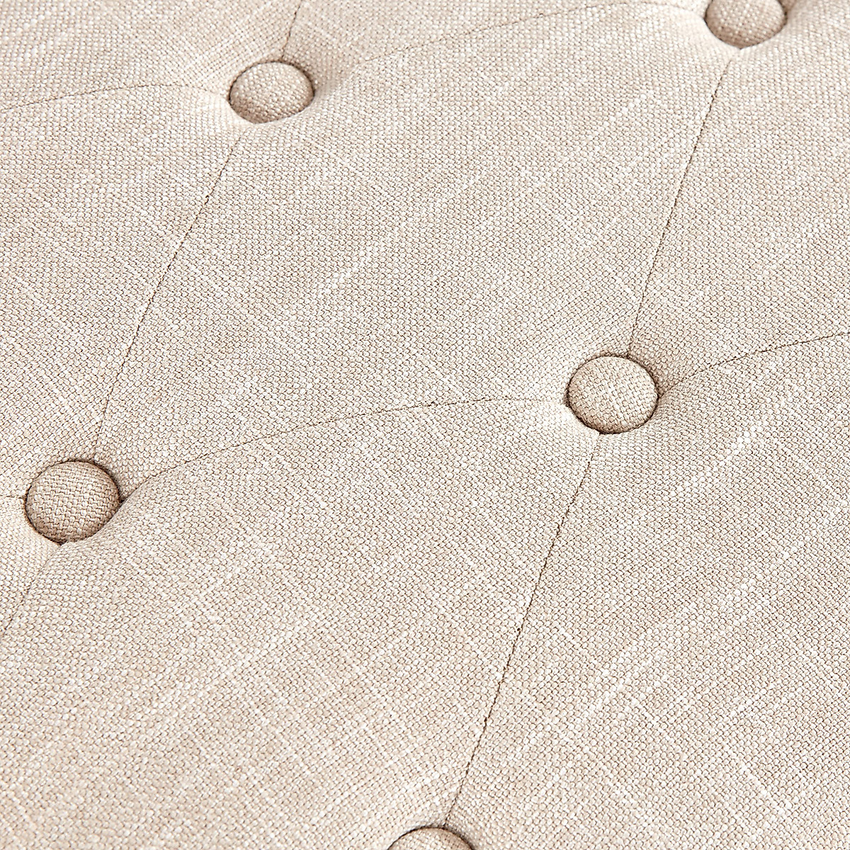 HUIMO Entryway Shoe Bench, End of Bed Bench,Upholstered Button-Tufted Bench for Kitchen, Fabric Ottoman Bench for Living Room, Padded Bench with Solid Wood Shelf Beige