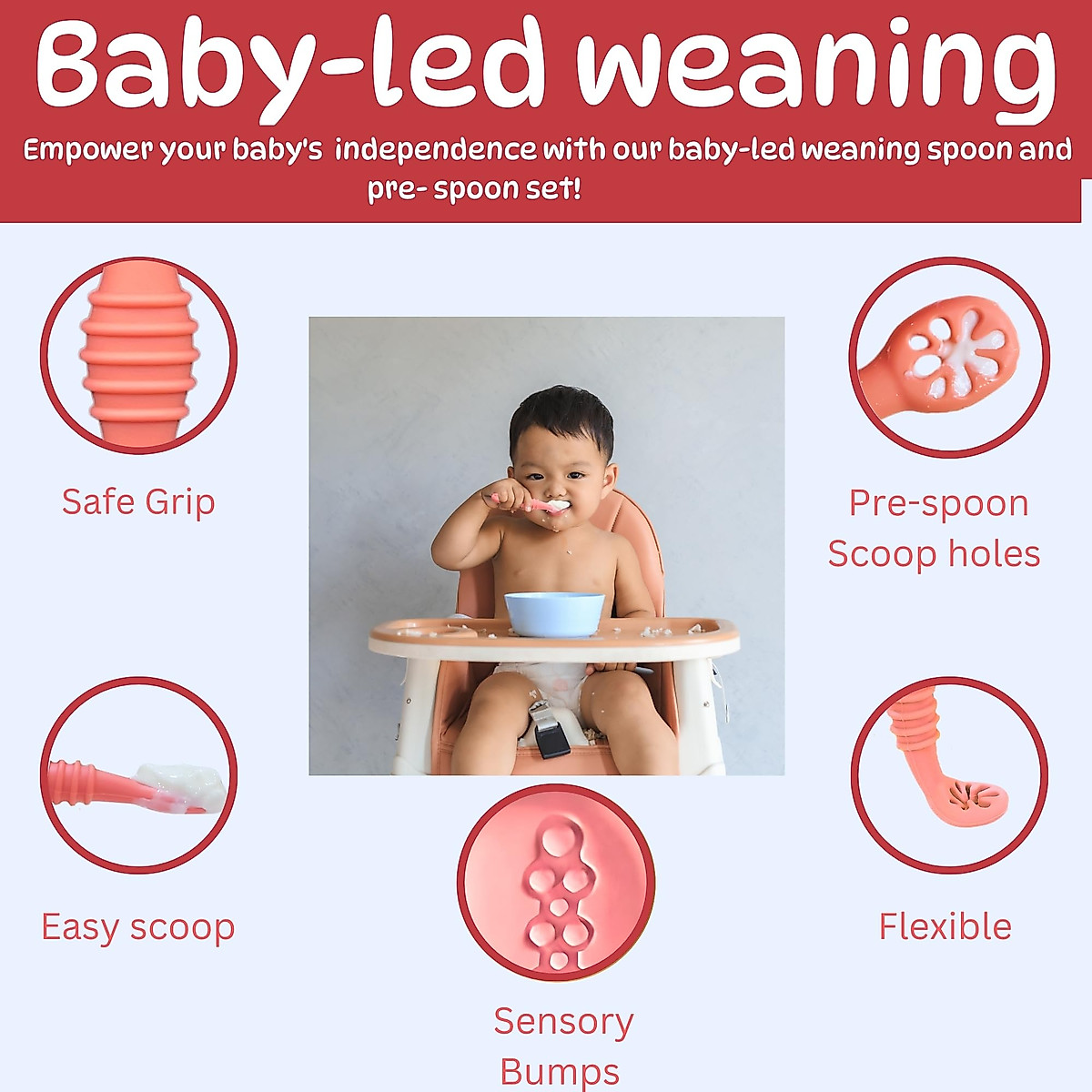 Toddling Silicone Baby Spoon Set, Infant Spoon 3-12 Months, Self-feeding Spoon, Dishwasher and Microwave Safe, First Stage Baby Led Weaning Spoon, Set of 2 (Spoon & Pre-spoon) (Sage), 2.5x11