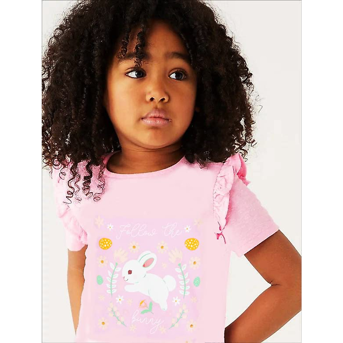 Toddler Girls T-Shirt Easter Gift - Bunny Eggs Baby Short Sleeve Bunny Tee Shirts Soft Summer Pink Cotton Tops 3T