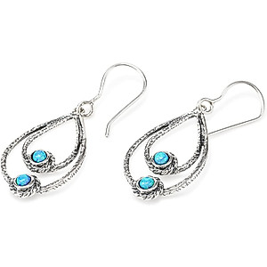 Joolala Looped Hoop Opal Drop Earrings - Handmade Opal Drop Earrings for Women – .925 Sterling Silver Looped Hoop Opal Drop Earrings