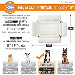 K&H Pet Products Ultra Plush Deluxe Bolster Dog Crate Pad, Dog Bed for Large Crates, Kennels, and Cages, Soft Indoor Portable Machine Washable Pet Mat - Fleece Large