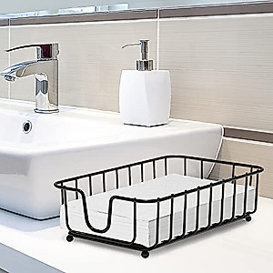 Guest Towel Napkin Holder, Bathroom Napkin Holder, GMFINE Metal Paper Hand Towel Holder Tray Caddy for Bathroom, 9.4" x 5.5" x 2.2" Inside Size, Black