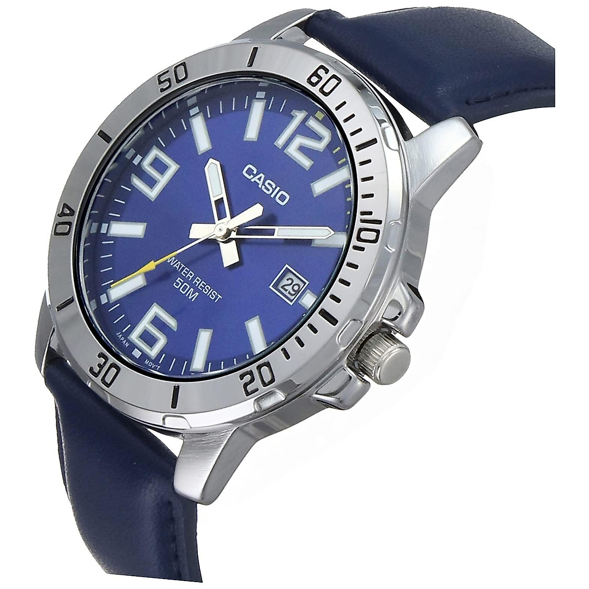 Casio MTP-VD01L-2BV Men's Enticer Blue Leather Band Blue Dial Casual Analog Sporty Watch