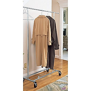 Richards Homewares Adjustable Rolling Garment Rack, 50 to 74.5 L x 22 W x 57 to 67-Inch H, Chrome