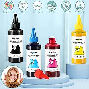 Spaceink Dye Sublimation Ink Refill Kit for Workforce XP-5100 WF-3640 WF-7720 WF-7710 ET-2760 ET-2720 ET-3760 WF-7840 XP-15000 ET-4760 WF-7840 L3110 WF-3620 C88 Printers Heat Press Transfer Ink