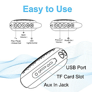 AVWOO Bluetooth Shower Speaker, IP67 Waterproof Speaker with RGB Light, Portable Bluetooth Speaker with Hi-Fi Sound and Built-in Mic, Support TF Card, Wireless Speaker for Home Outdoor Travel