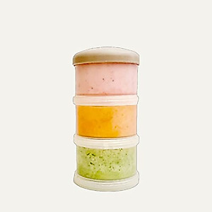 LITTOES Baby Food Pots 3oz 2.5" round translucent stackable baby snack to go containers Beige Cover 2-pack