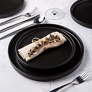 AmorArc Ceramic Plates Set of 6, Matte Glaze 8.0 Inch Dishes Set for Kitchen, Dessert,Salad,Appetizer, Small Dinner Plates, Microwave & Dishwasher Safe, Scratch Resistant, Matte Black