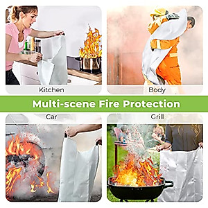 Guardryshely Fire Blanket for Home, Emergency Fire Blanket Kitchen, Easy to Store Fire Suppression Blanket, Fiberglass Fire Blanket Emergency for Grill, Car, Fireplace (39 in x 39 in), 1 Pack
