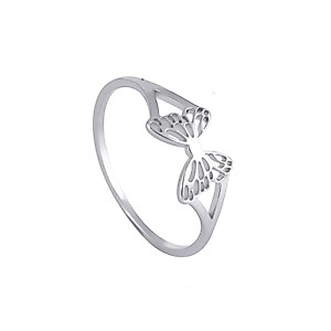 tenghong2021 Fashion Dainty Butterfly Ring Stainless Steel Classic Style for Women Best Gift for Birthday Christmas Valentine's Day-10