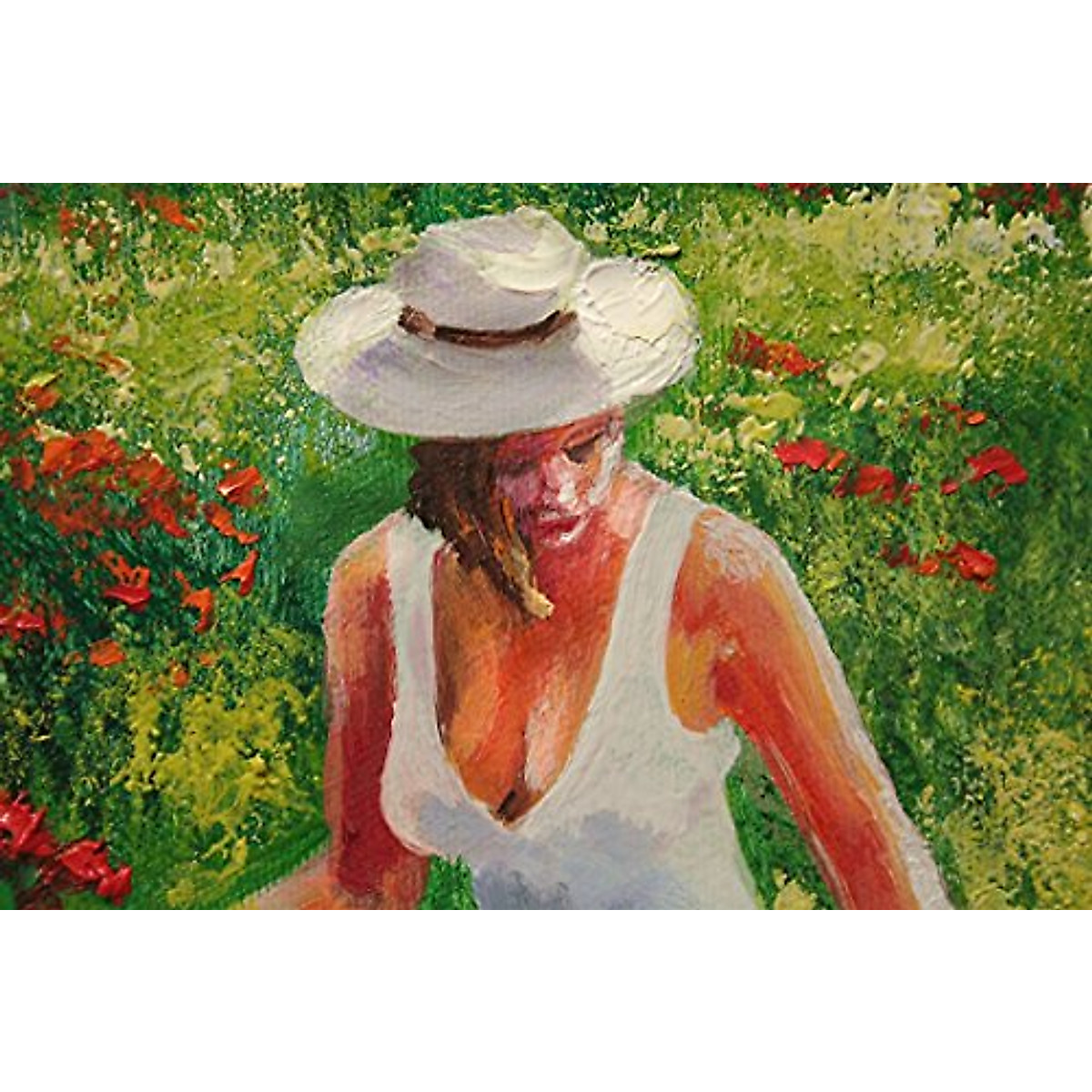 Springtime, Figure Painting of a Woman in Flower Field with Dog by Yary Dluhos