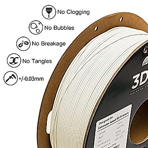 Inland Matte PLA Filament for 3D Printers, White - 3D Printing Matte PLA 1.75mm Roll, 1kg Cardboard Spool (2.2 lbs) - Dimensional Accuracy +/- 0.03mm – Fits Most FDM/FFF Printers (Matte White)