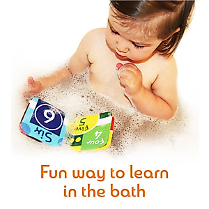 Floating Baby Bath Books Set of 4 - Bath Books for Babies, Infants - Waterproof, Mold-Free Bath Toys for Learning & Early Education (Fruit, Ocean, ABC, Numbers Books)