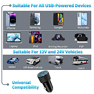 [Apple MFi Certified] iPhone Fast Car Charger, Veetone 48W Dual Port USB C Power Delivery All Metal Car Adapter with 2 Pack Lightning Braided Cable, PD/QC3.0 Car Quick Charging for iPhone/iPad/Airpods