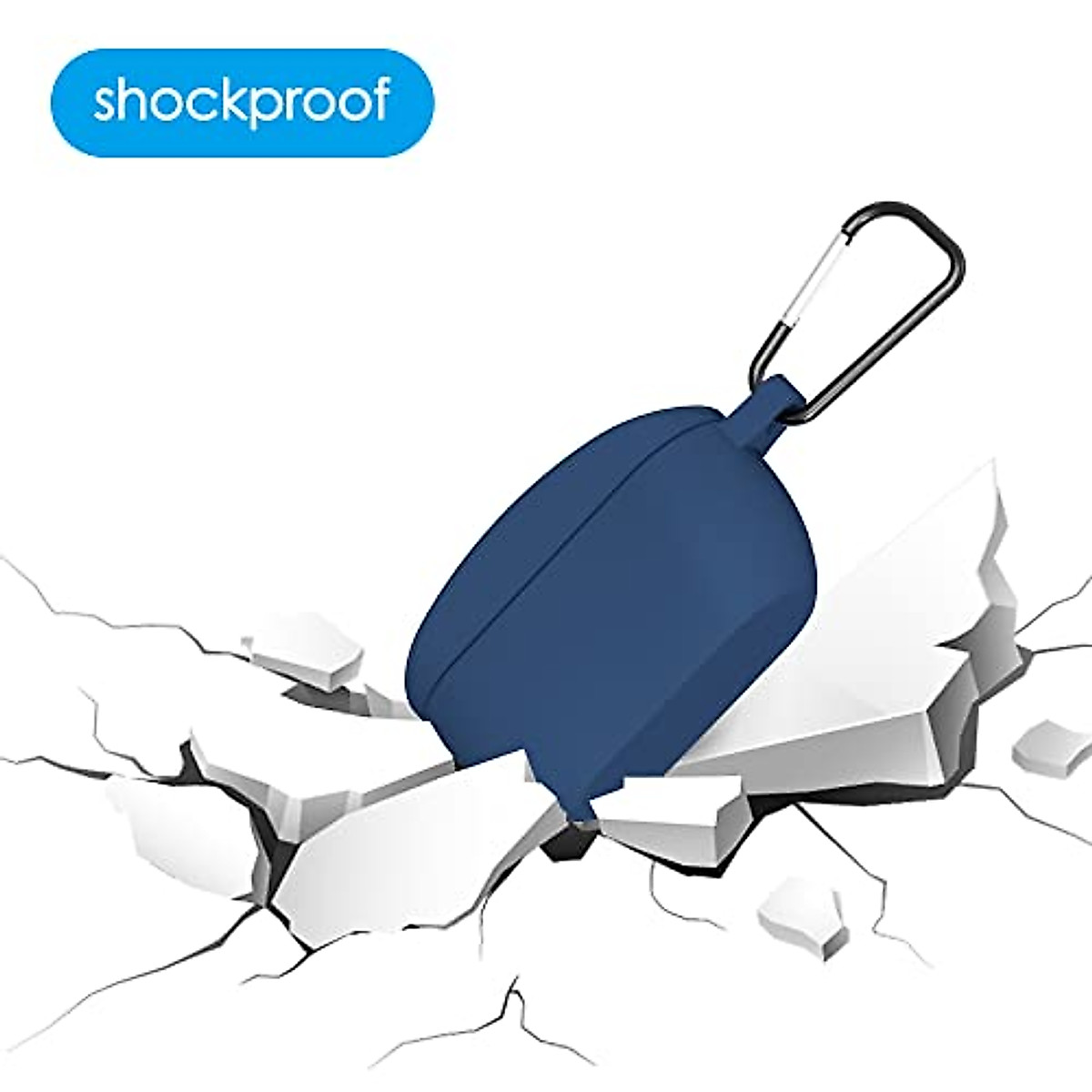 Geekria Silicone Case Cover Compatible with JBL Wave 100TWS, Vibe 100 TWS True Wireless Earbuds, Earphones Skin Cover, Protective Carrying Case with Keychain Hook, Charging Port Accessible (Blue)