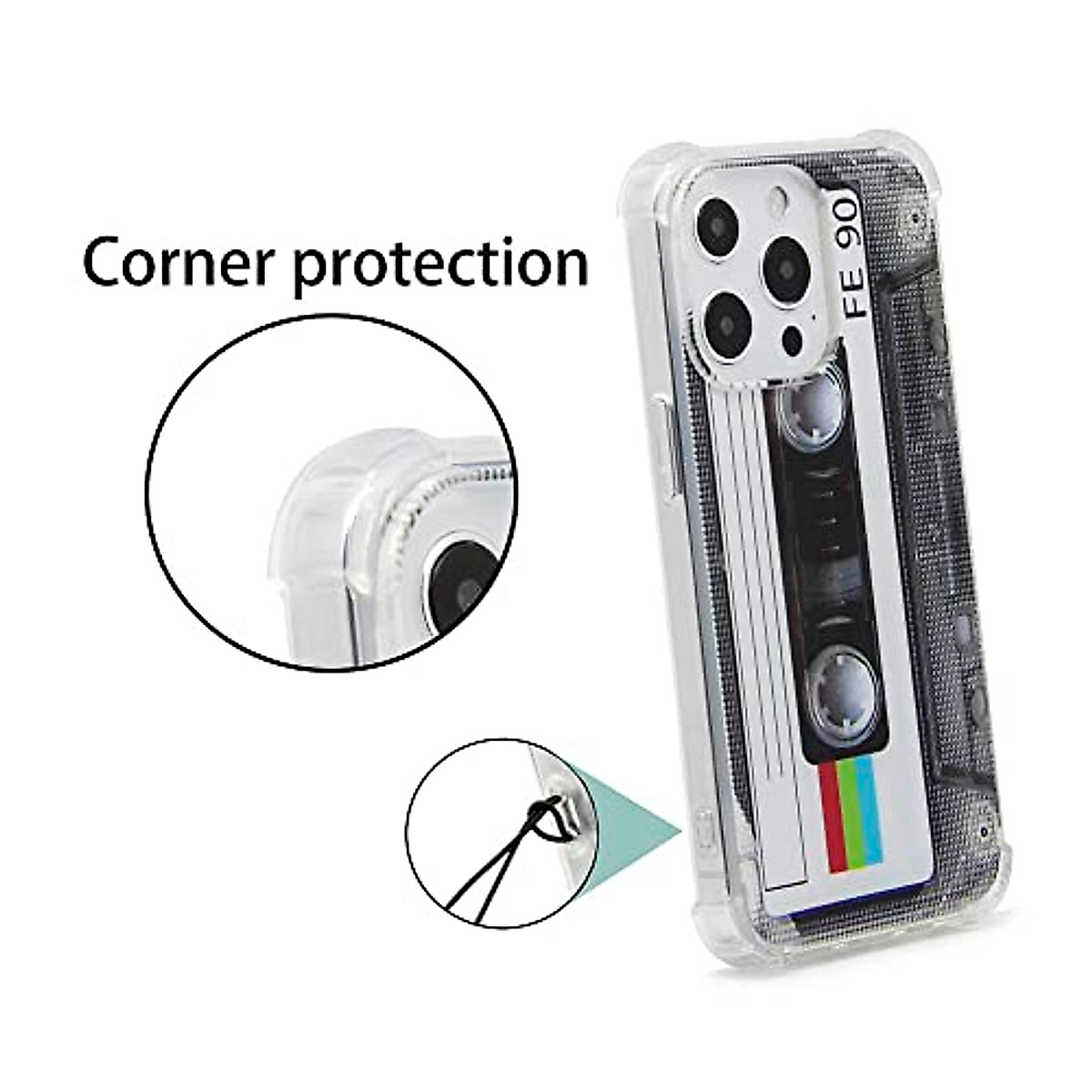 FAteamll Case for iPhone 13 Pro, Matte Finish Heavy Duty Soft Back Cover with Reinforced Corners TPU Soft Bumper Retro Cassette Tape Case Compatible with iPhone 13 Pro(6.1 Inch)