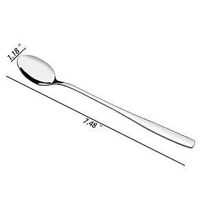 Bringer Stainless Steel Long Handle Iced Tea Spoons, Cocktail Stirring Spoons Set, Pack of 12
